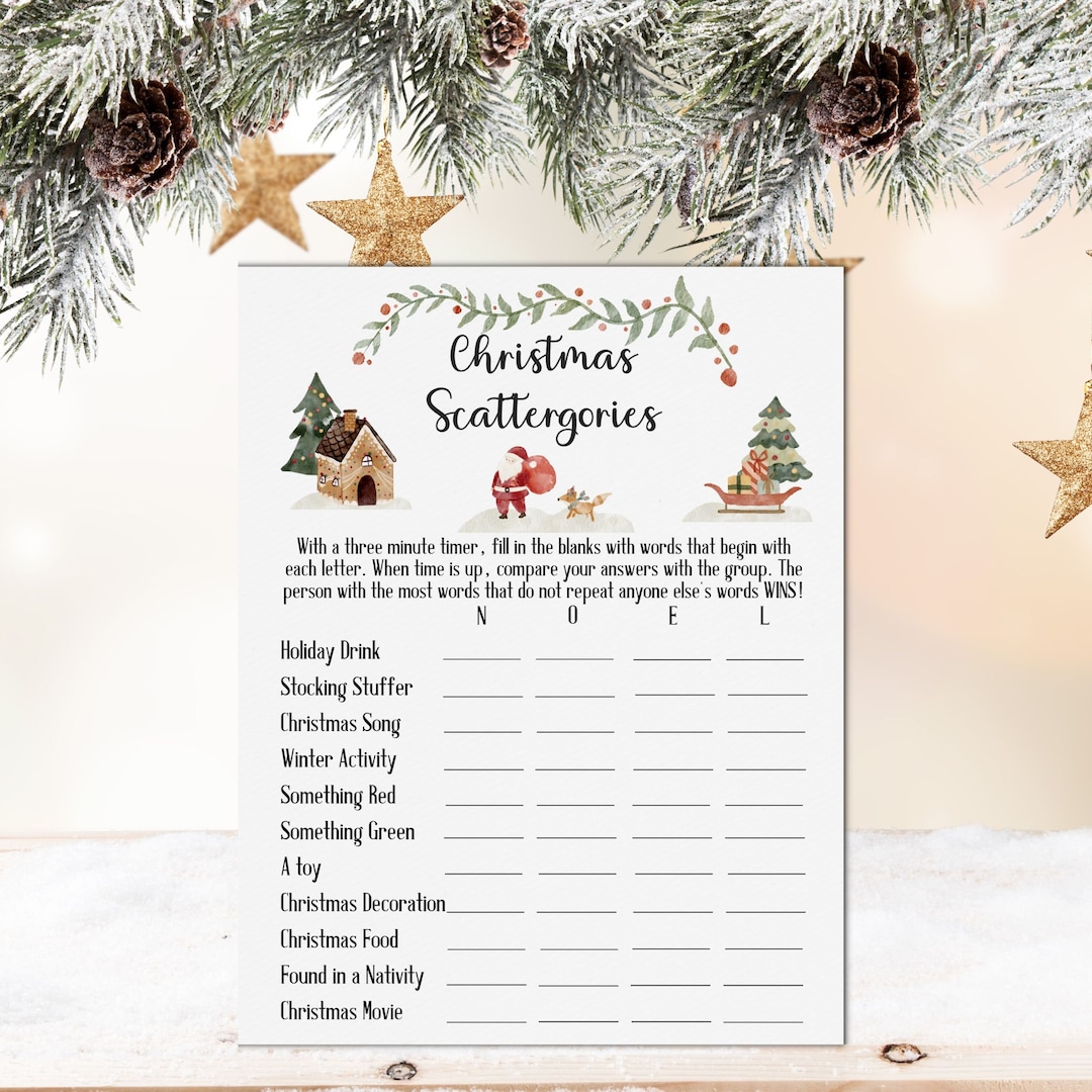 Christmas Family Game, Christmas Scattergories Printable Game for Kids ...