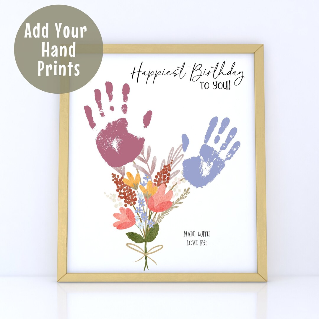 Printable Happy Birthday Handprint Art, Custom Birthday Gift, Handprint ...