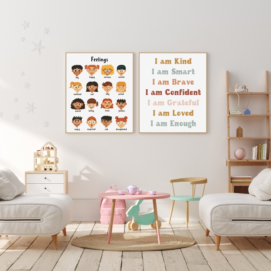 Printable Feelings Poster, Emotions Chart, Affirmations I Am Kind ...