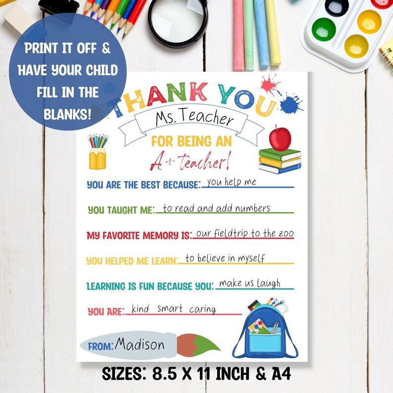 Teacher Appreciation Week Printable, I Love My Teacher Because Print ...
