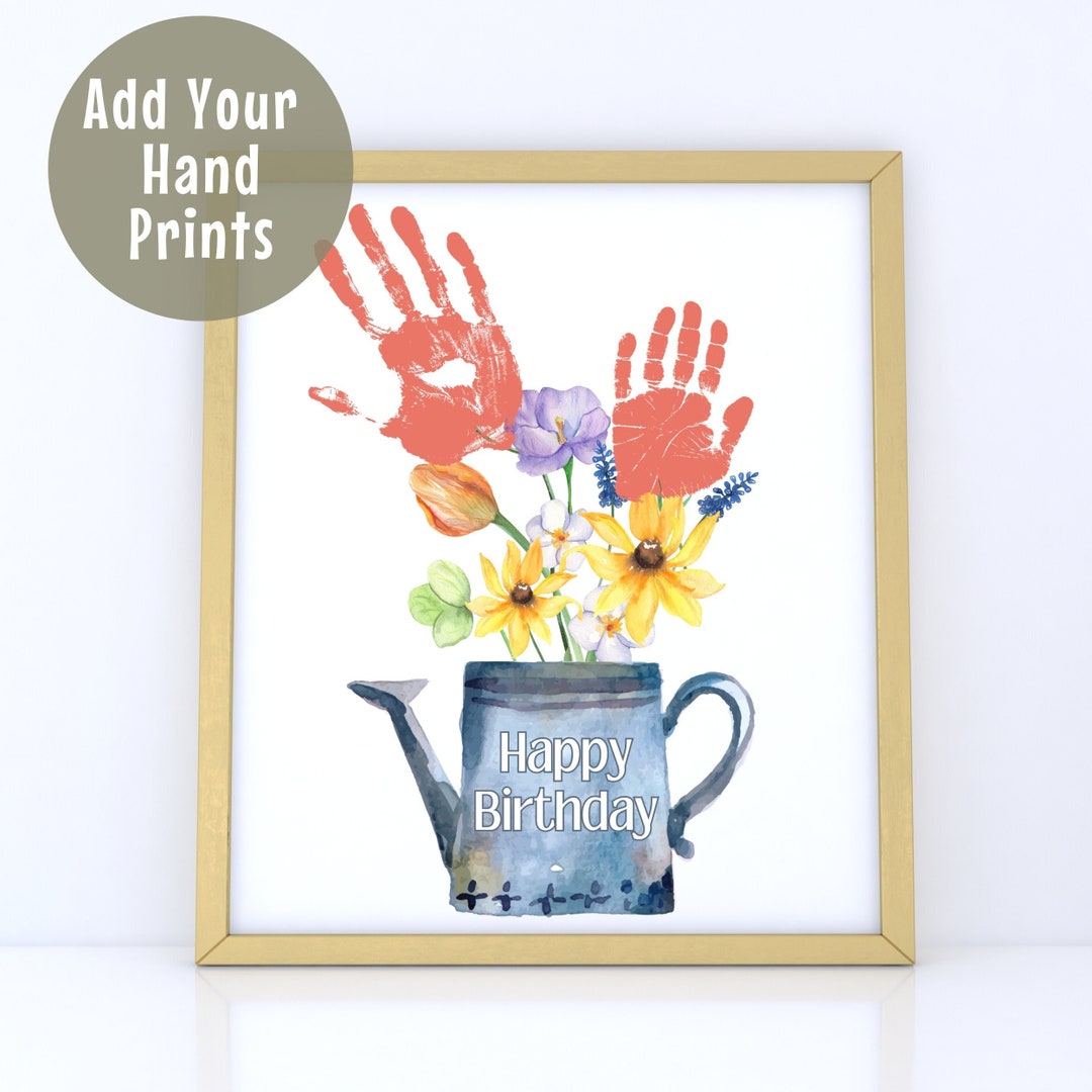 Printable Happy Birthday Handprint Art, Custom Birthday Gift, Handprint ...