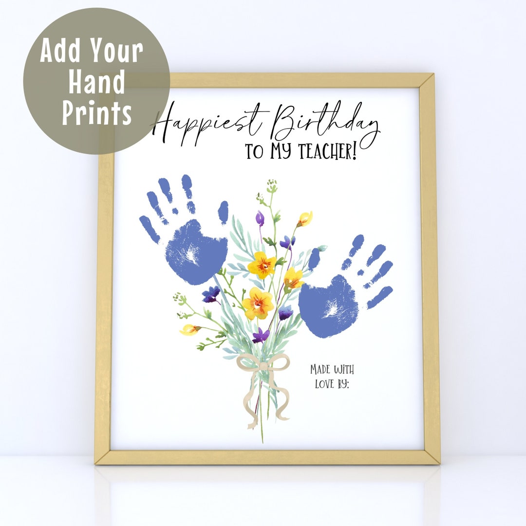 Printable Happy Birthday Handprint Art, Custom Birthday Gift, Handprint ...