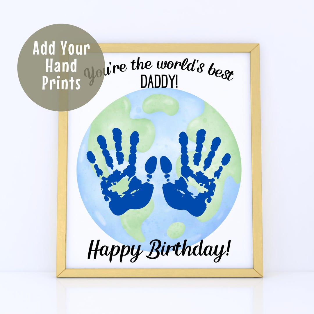 Printable Happy Birthday Daddy Handprint Art, Custom Birthday Gift ...