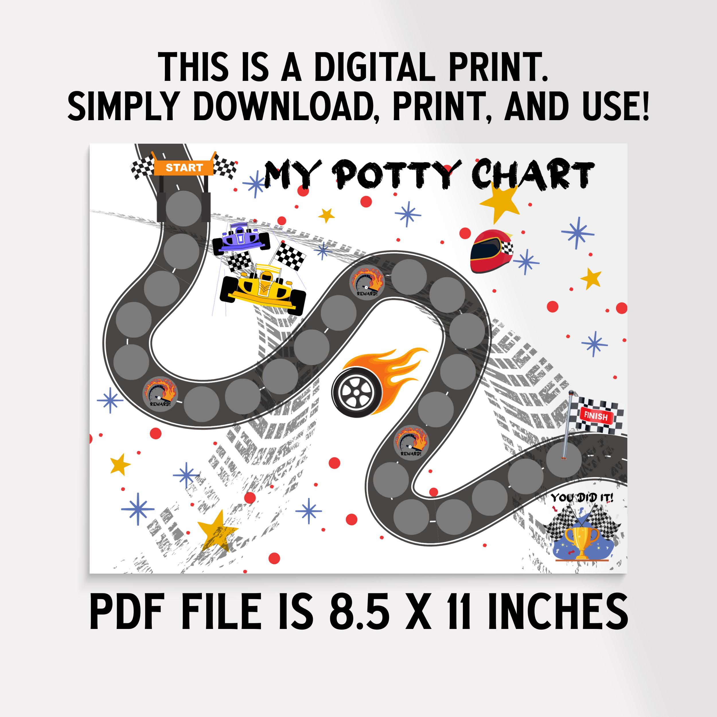 Printable Race Car Potty Training Chart, Reward Chart, Sticker Chart ...