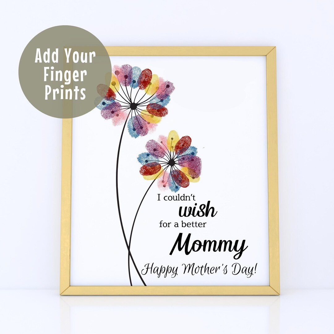 Mother's Day Fingerprint Art, Gift for Mom, Mother's Day Craft ...