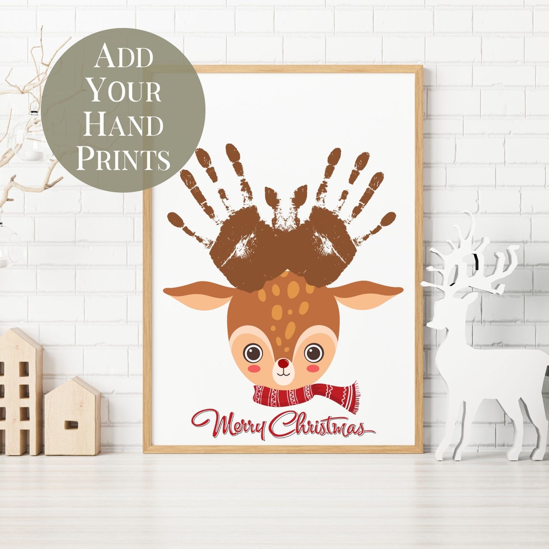 Christmas Preschool Craft, Handprint Rudolph Art, Personalized Gift ...