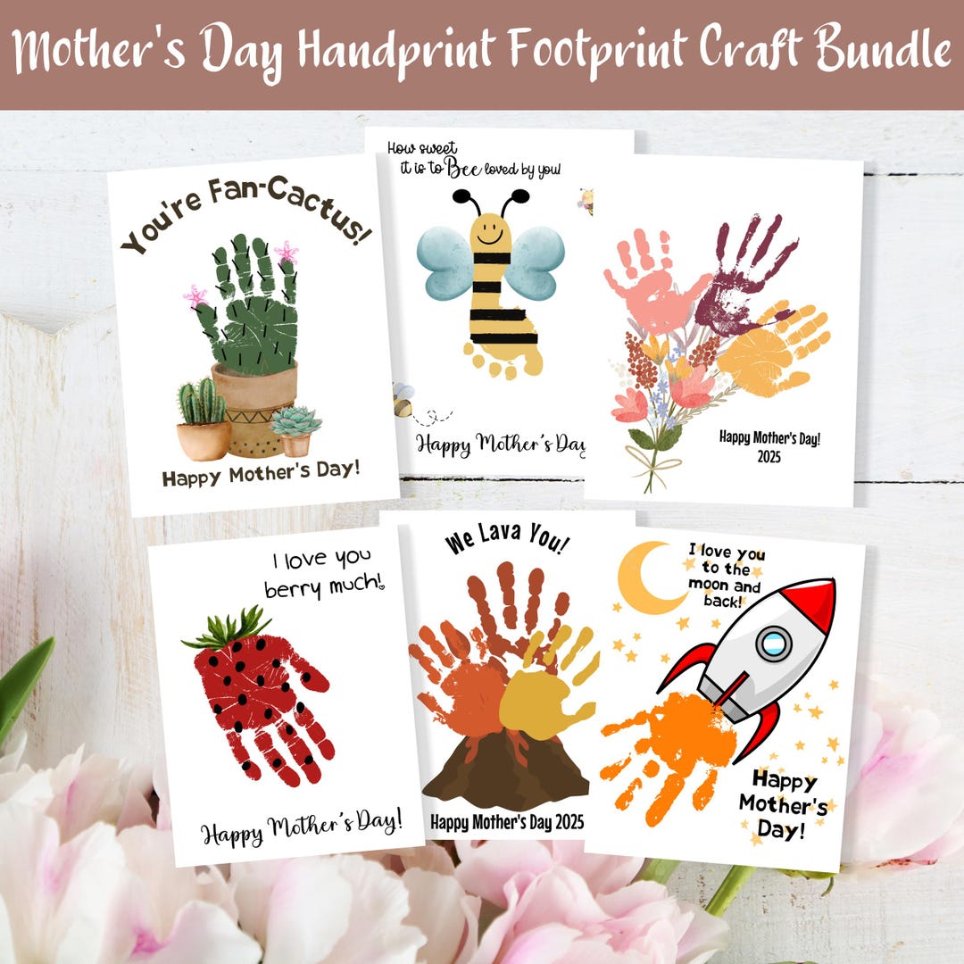 Mother's Day Handprint Footprint Craft Bundle, Handprint Art ...