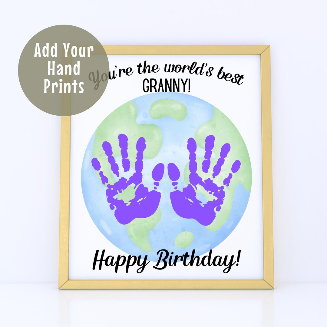 Printable Happy Birthday Granny Handprint Art, Custom Birthday Gift ...