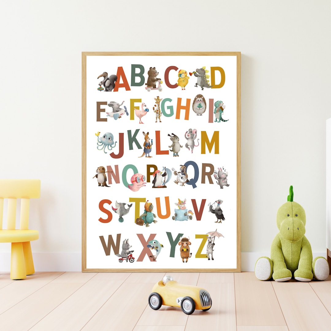 Printable Zoo Animal Alphabet Poster, ABC Poster, Nursery Wall Art ...