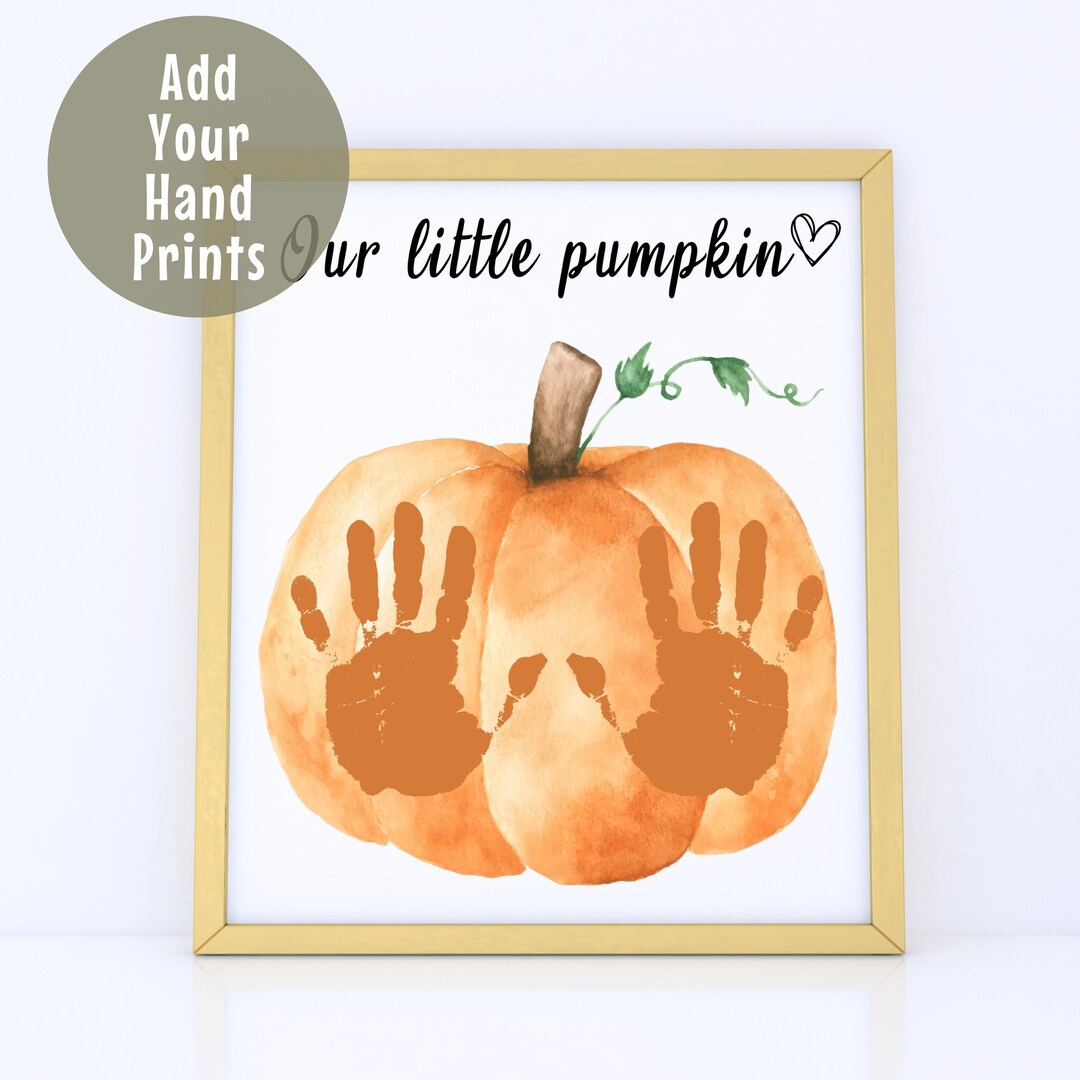 Autumn Pumpkin Handprint Art, Personalized Gift, Handprint Keepsake ...