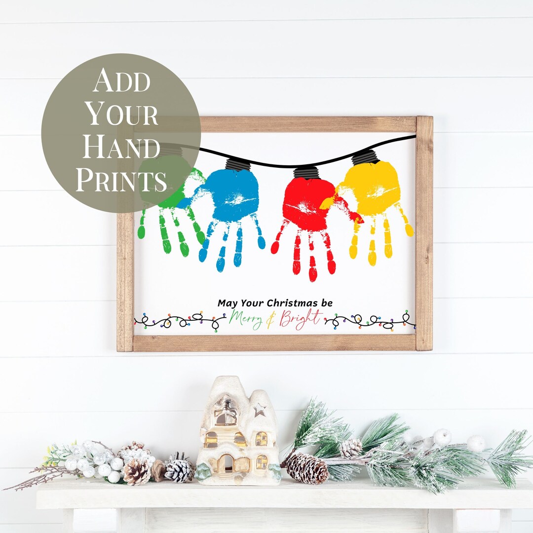 Christmas Preschool Craft, Christmas Lights Handprint Art, Personalized ...