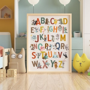 Printable Zoo Animal Alphabet Poster, ABC Poster, Nursery Wall Art ...