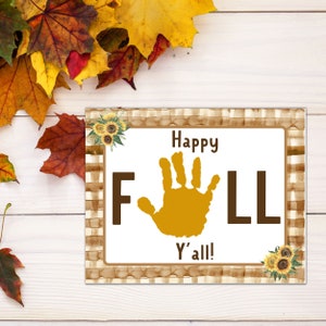 Happy Fall Preschool Craft, Handprint Art, Sunflower Printable ...