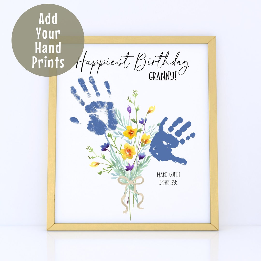 Printable Happy Birthday Handprint Art, Custom Birthday Gift, Handprint ...