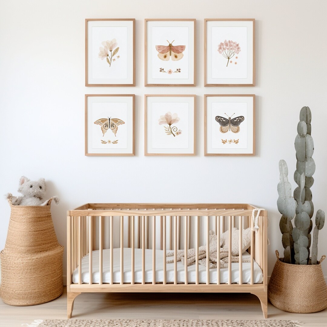 Boho Butterflies, Nursery Printable Art, Blush Pink Girls Print, Girl's ...