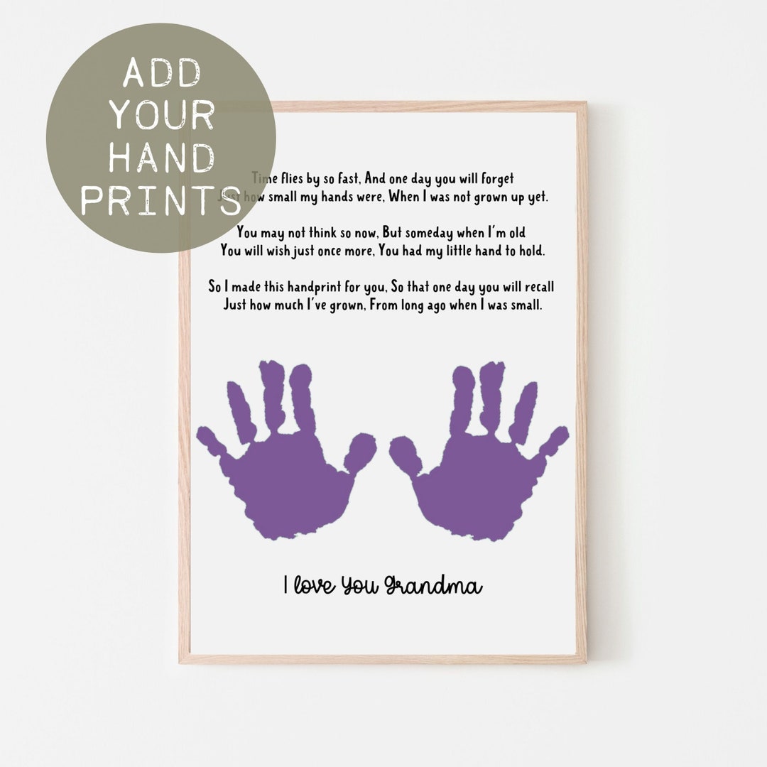 Grandma Handprint Poem, Printable Gift From Kids Child Baby Toddler ...