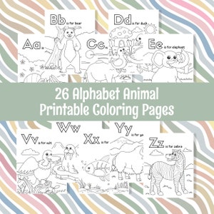Printable Alphabet Animal Coloring Pages, Digital Download, Preschool ...