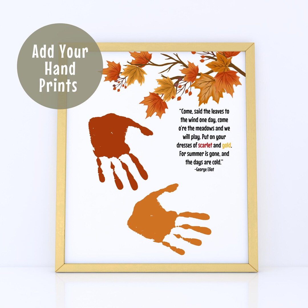 Printable Fall Handprint Craft, Handprint Leaf Art, Personalized ...