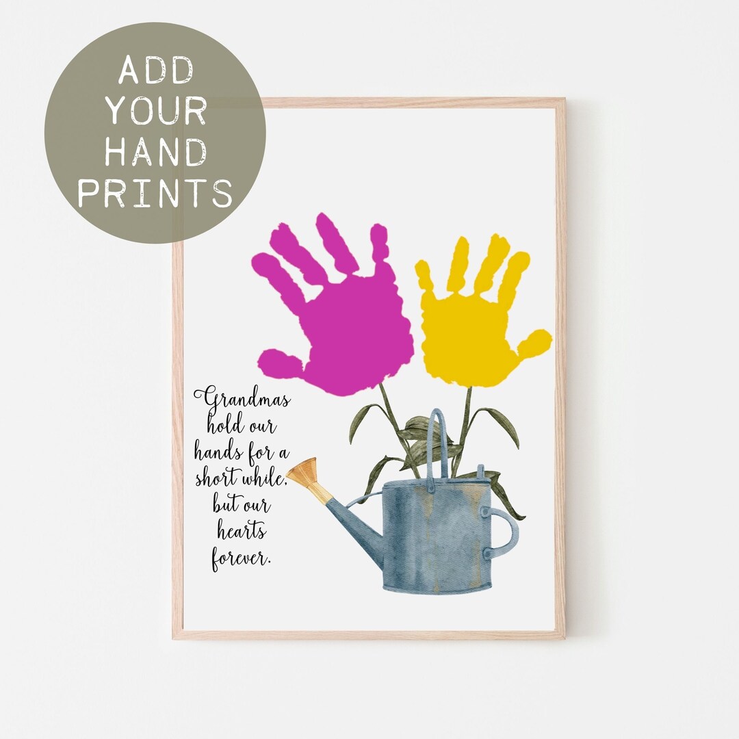 Handprint GRANDMA Gift, Grandmother Keepsake Bouquet, PRINTABLE Flowers ...