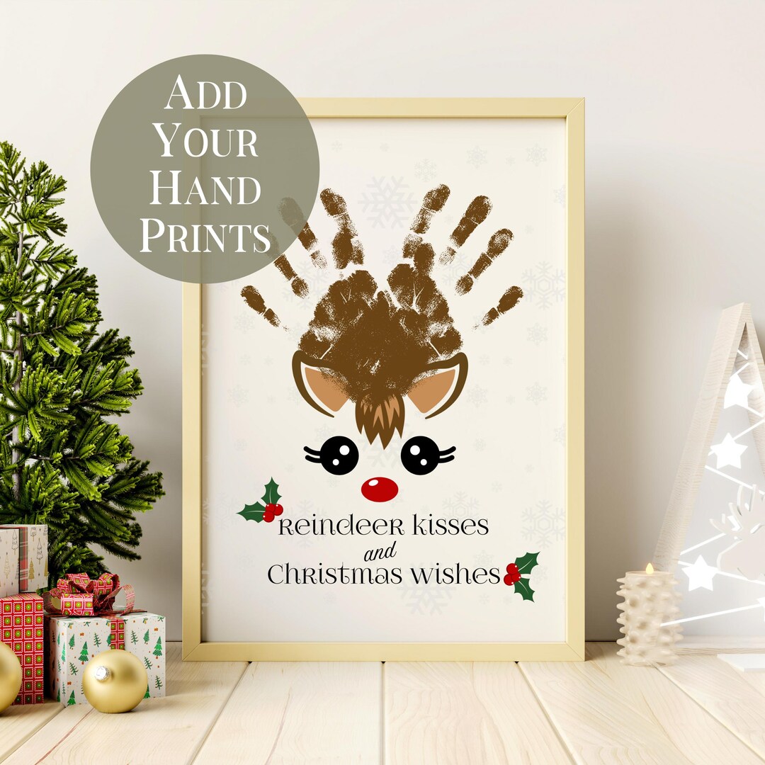 Printable Christmas Kids Craft, Christmas Reindeer Handprint Art ...