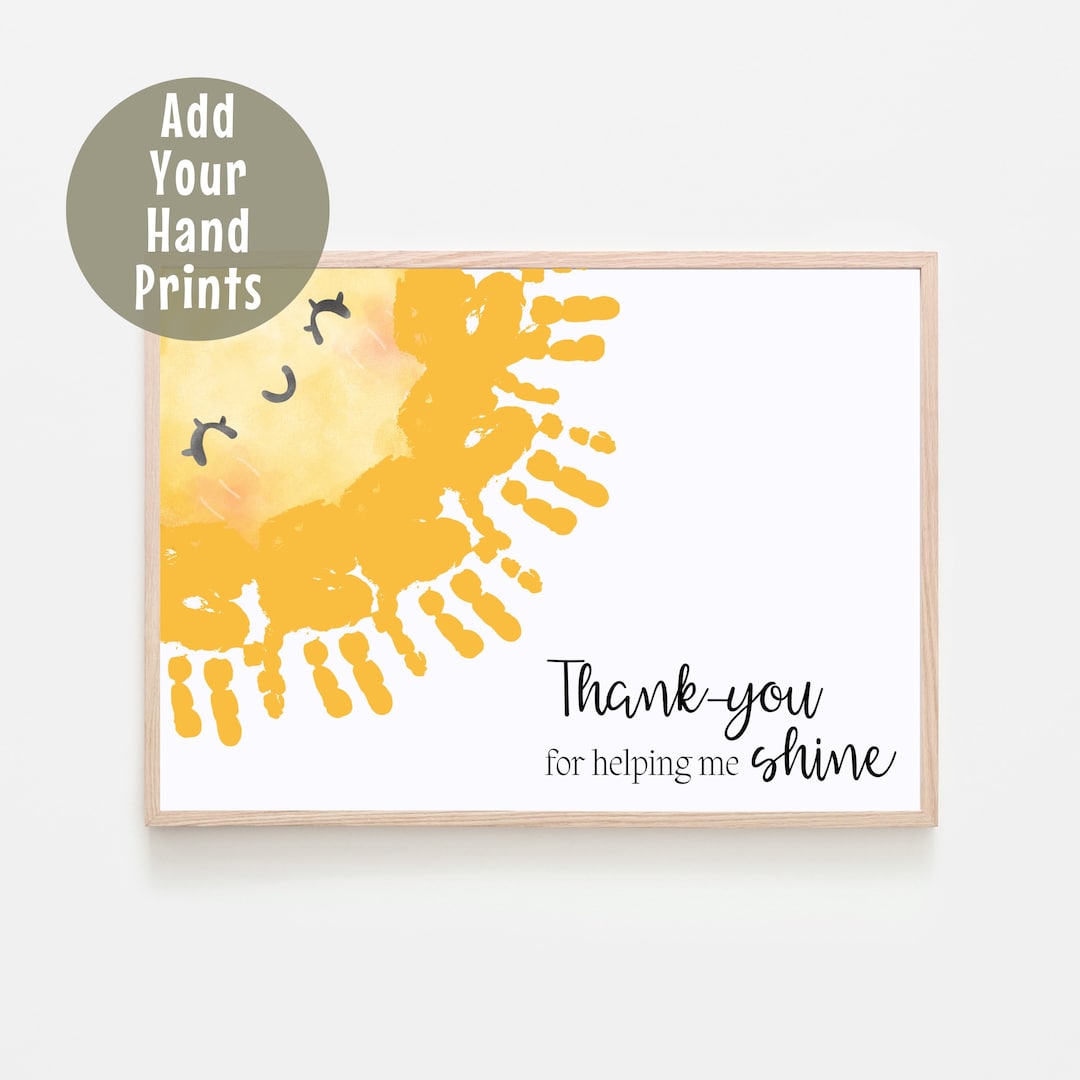 Sunshine Handprint Art, Kids Baby Toddler Craft Printable, Gift for ...
