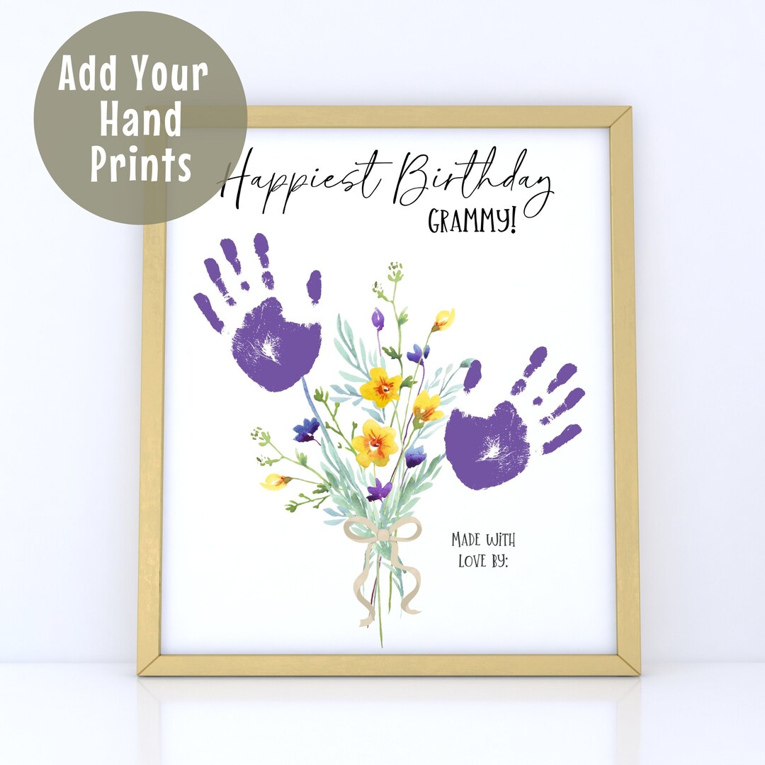 Printable Happy Birthday Handprint Art, Custom Birthday Gift, Handprint ...
