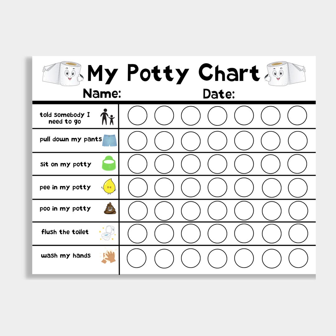 Printable Potty Training Chart, Reward Chart, Potty Chart, Behavior ...