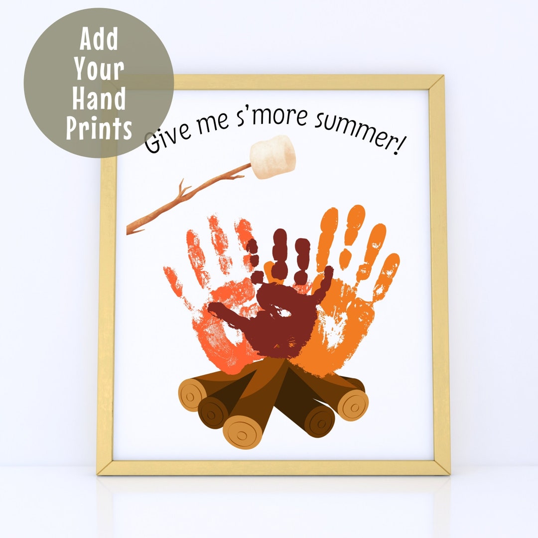 Summer Preschool Craft, Kids Handprint Art, Personalized Summer S'mores ...