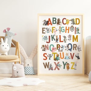 Printable Zoo Animal Alphabet Poster, ABC Poster, Nursery Wall Art ...