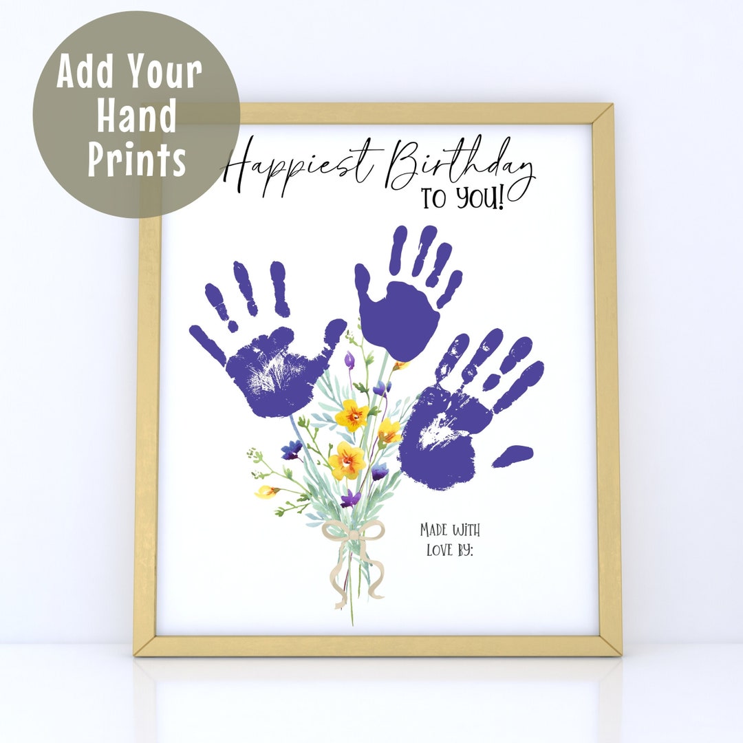 Printable Happy Birthday Handprint Art, Custom Birthday Gift, Handprint ...