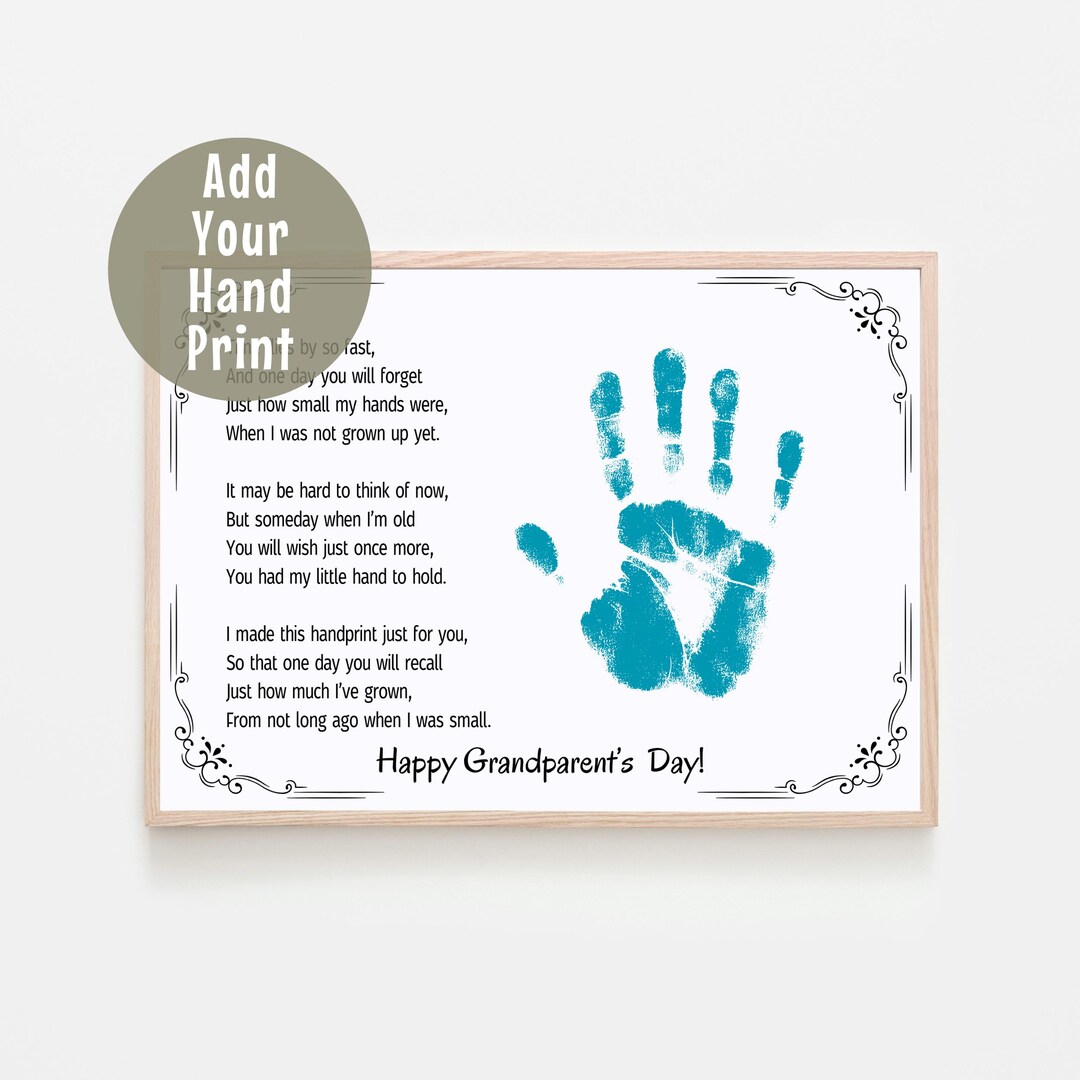 Handprint Poem Preschool Craft for Grandparents Day, Kids Handprint Art ...
