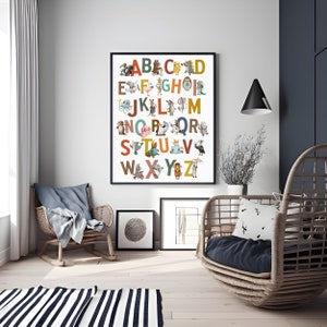 Printable Zoo Animal Alphabet Poster, ABC Poster, Nursery Wall Art ...