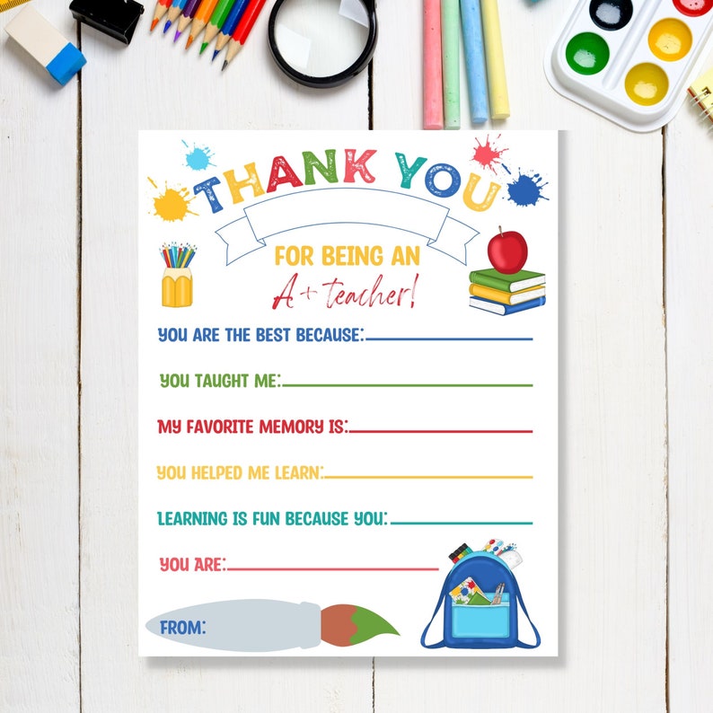 Teacher Appreciation Week Printable, I Love My Teacher Because Print ...