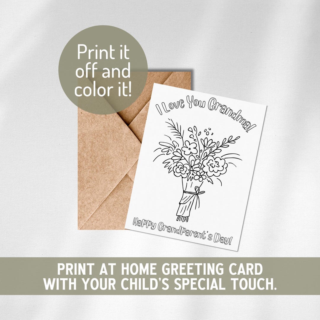 Printable Grandparents Day Card, Keepsake Note Card for Grandma, Print ...