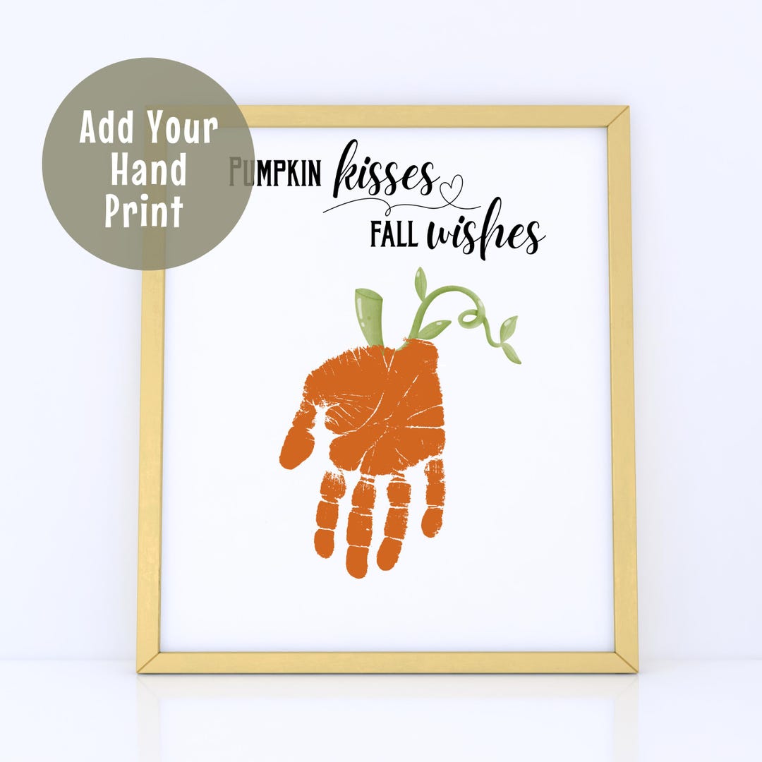 Autumn Pumpkin Handprint Art, Personalized Gift, Handprint Keepsake ...