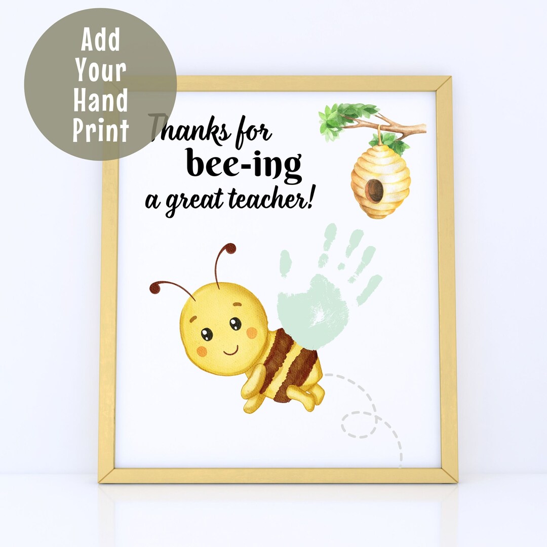 Teacher Appreciation Gift Keepsake Handprint Art Craft Template, Honey ...