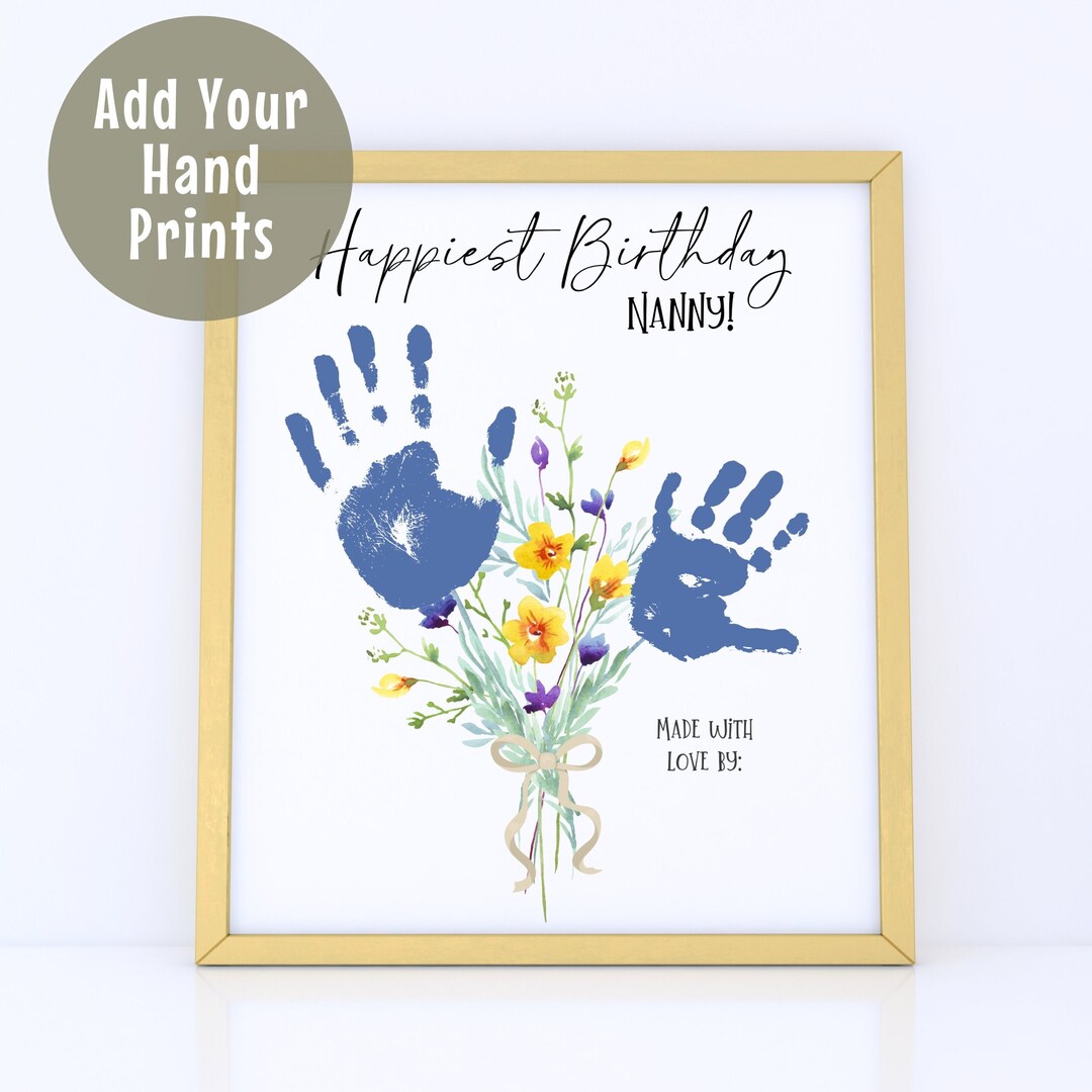 Printable Happy Birthday Handprint Art, Custom Birthday Gift, Handprint ...