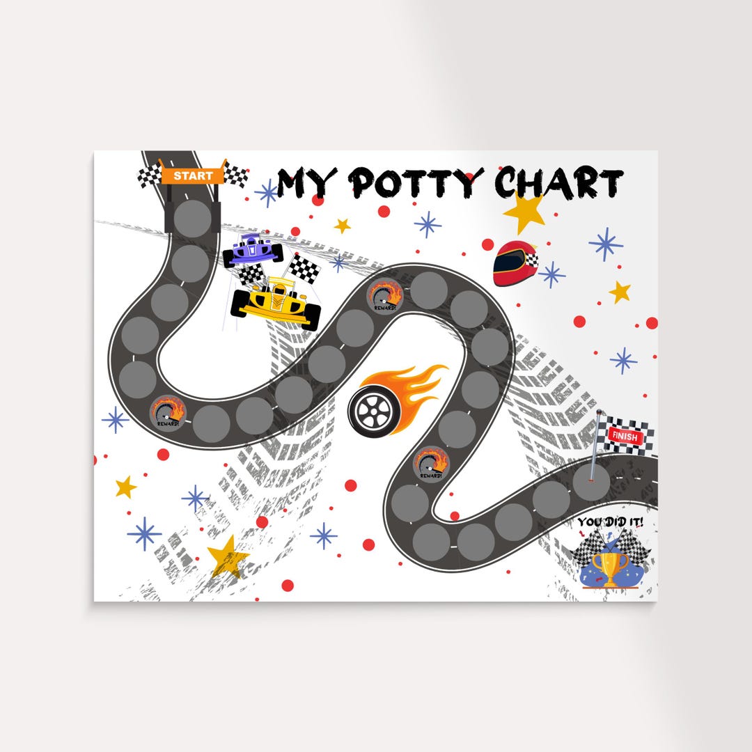 Printable Race Car Potty Training Chart, Reward Chart, Sticker Chart ...