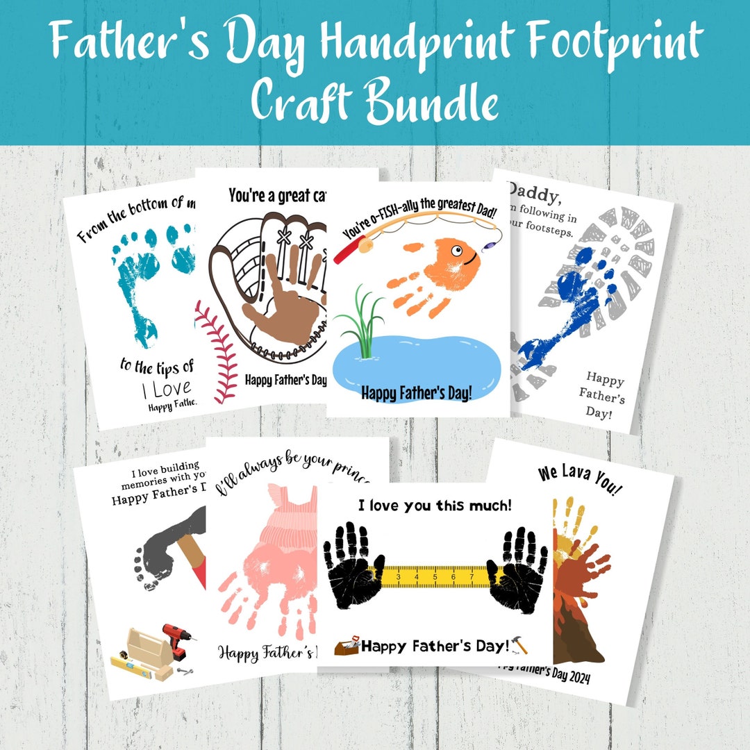 Father's Day Handprint Footprint Craft Bundle, Handprint Art ...