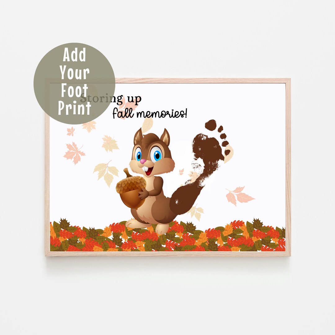 Printable Fall Preschool Craft, Footprint Squirrel With Nut Art ...