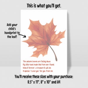 Fall Preschool Craft, Handprint Leaf Art, Personalized Gift, Handprint ...