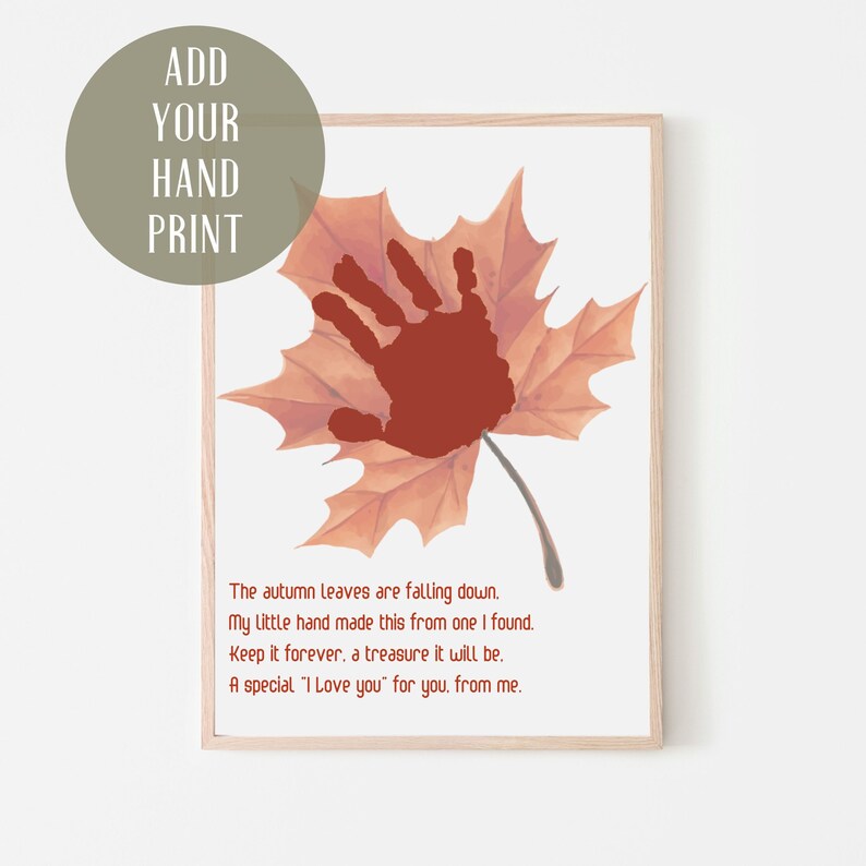 Fall Preschool Craft Handprint Leaf Art Personalized Gift - Etsy