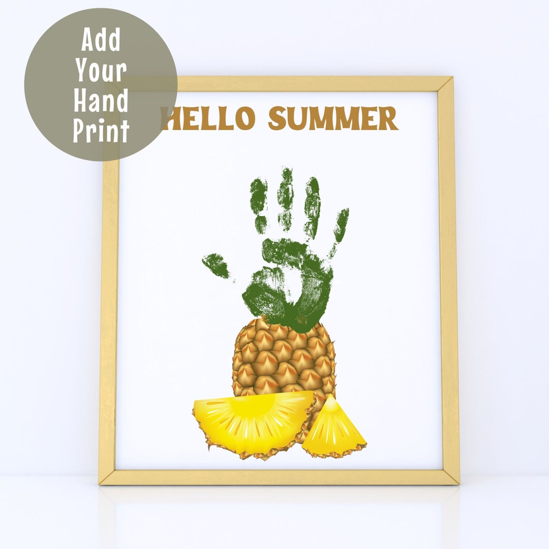 Summer Preschool Craft, Kids Handprint Art, Personalized Hello Summer ...