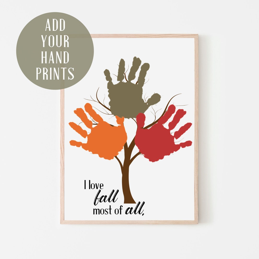 Fall Kid Craft, Handprint Tree Art, Personalized Gift, Handprint ...