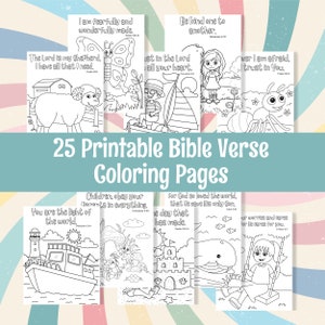 25 Printable Bible Verse Coloring Pages, Digital Download, Sunday ...