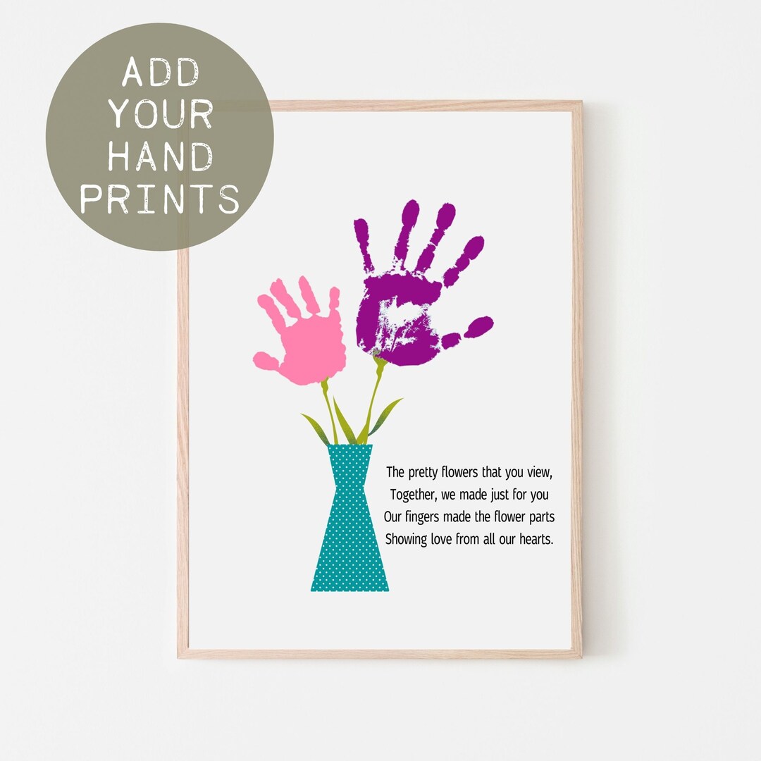 Handprint Bouquet Gift, Grandmother Keepsake Bouquet, PRINTABLE Flowers ...
