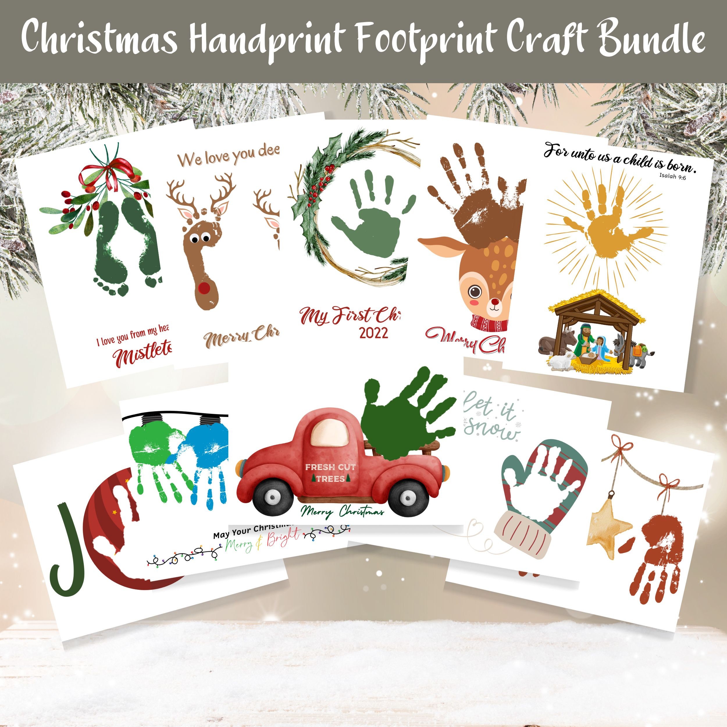Christmas Handprint Footprint Craft Bundle Handprint Art - Etsy UK