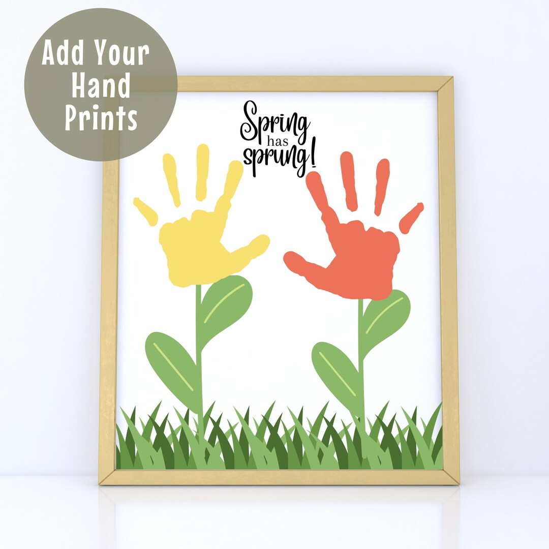 Spring Preschool Craft, Kids Handprint Art, Personalized Spring Garden ...