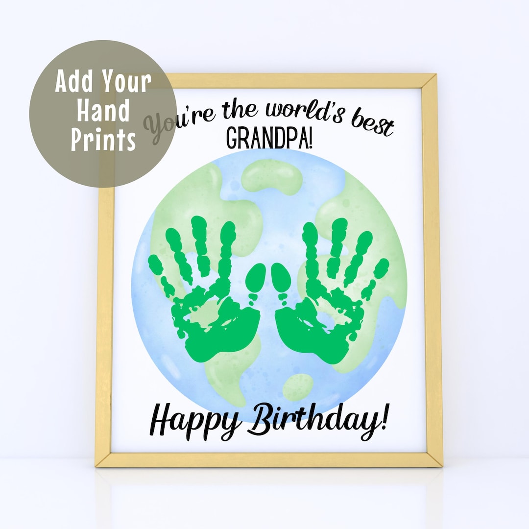 Printable Happy Birthday Grandpa Handprint Art, Custom Birthday Gift ...