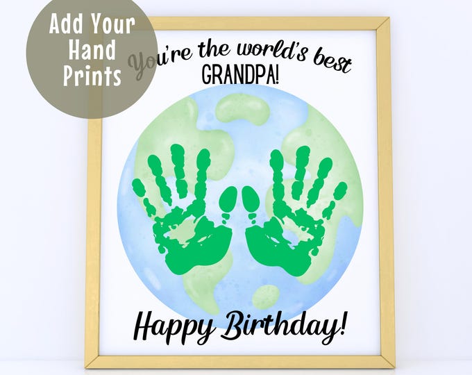 Grandpa Birthday Handprint Printable | Best Grandpa Hands Down | Gift ...